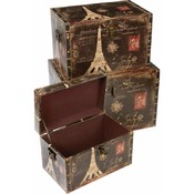 3 Piece Decorative Storage Trunk Set- Paris | Innoworks